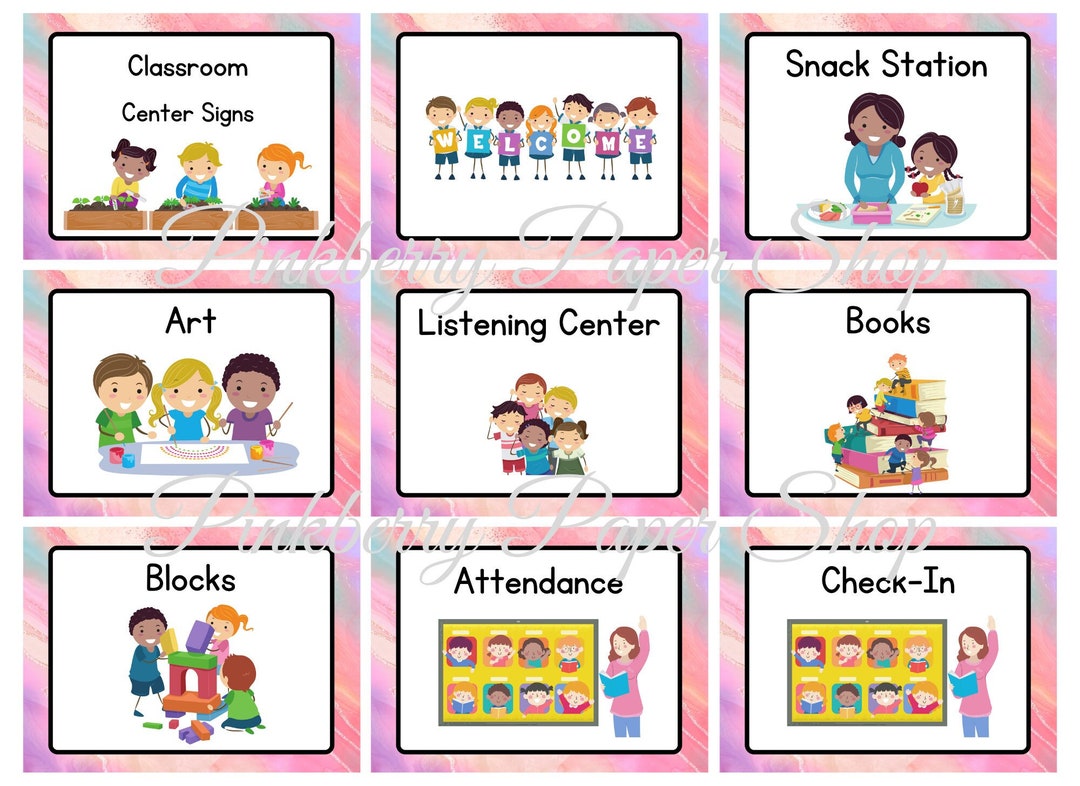 Watercolor Classroom Center Signs | Preschool Centers | Printable ...