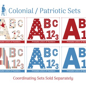 Patriotic Colonial Alphabet & Number Clip Art | Digital Uppercase ...