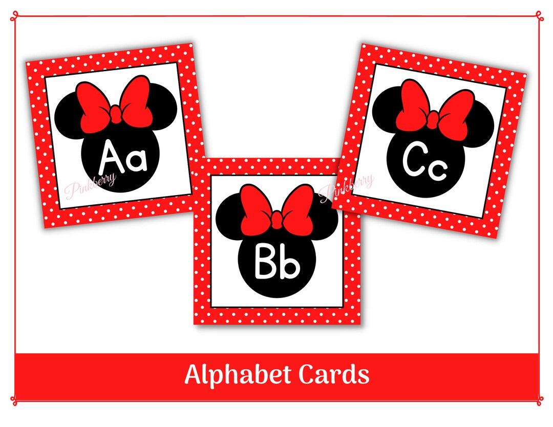 Minnie Mouse Inspired Alphabet Cards: Red Polka Dot Letters (digital ...