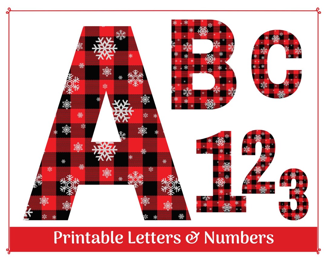 Buffalo Plaid Snowflake Alphabet Clip Art Letters A-Z and Numbers 0-9 | Printable & Resizable ...