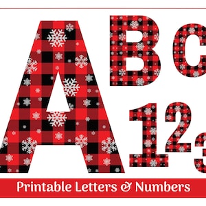 Buffalo Plaid Snowflake Alphabet Clip Art Letters A-Z and Numbers 0-9 | Printable & Resizable ...