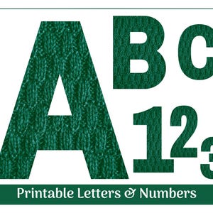 Green Sweater Alphabet Letters and Numbers Clip Art | Winter Fabric ...