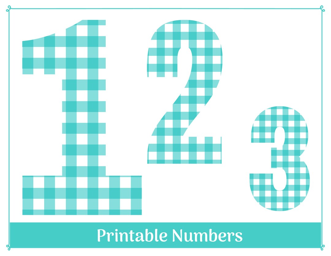 Aqua Check Clip Art Numbers Printable & Resizable Numbers - Etsy