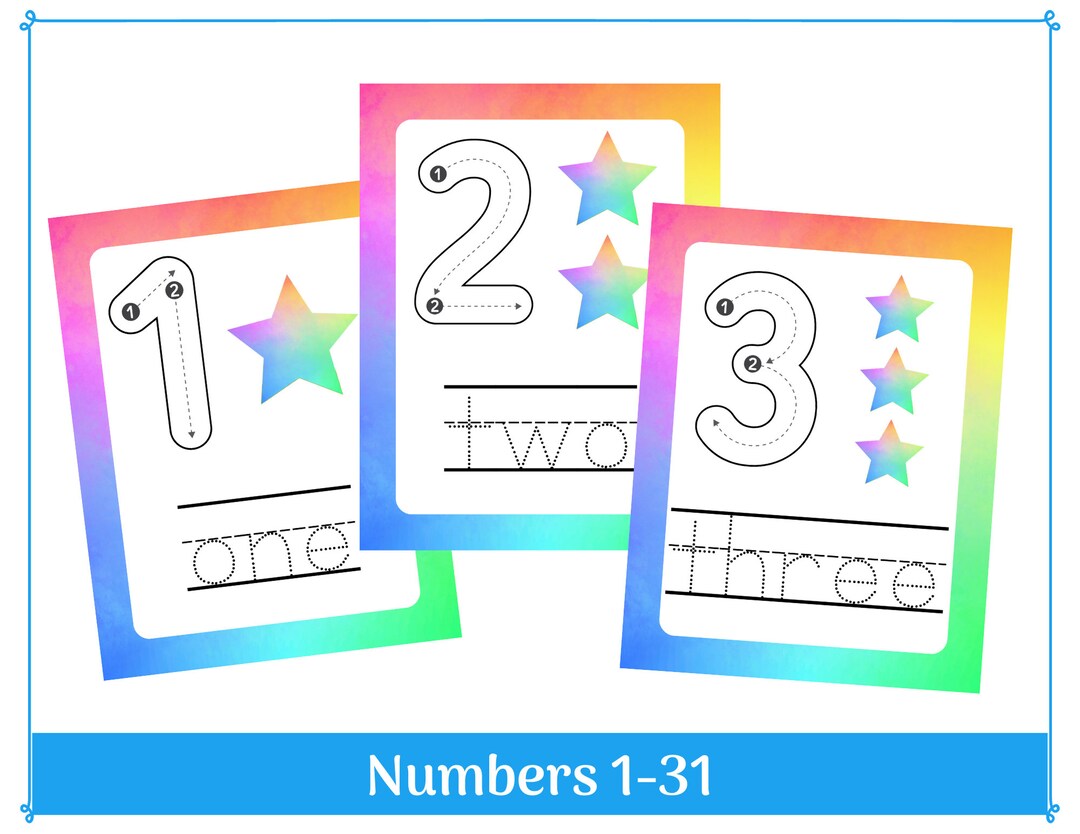 Rainbow Number Tracing Mats: Classroom Charts (digital Download) - Etsy