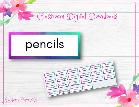 Rainbow Classroom Labels Instant Download Set of 22 Labels - Etsy