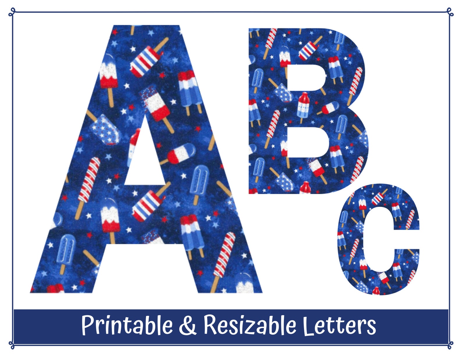 Printable Patriotic Ice Cream Alphabet Clip Art Digital | Etsy