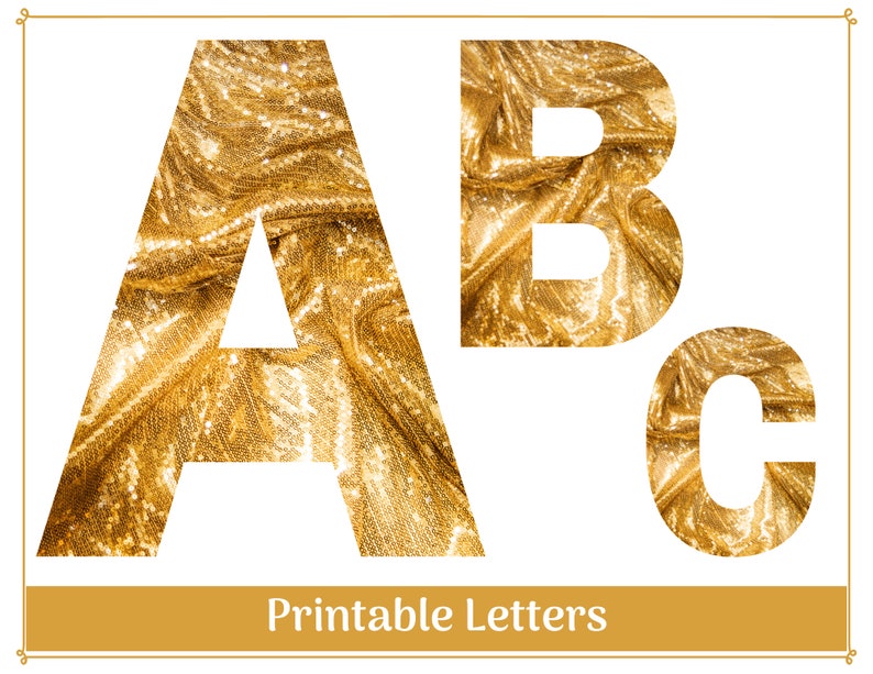 Gold Sparkly Glam Clip Art Letters Uppercase A-Z Printable - Etsy