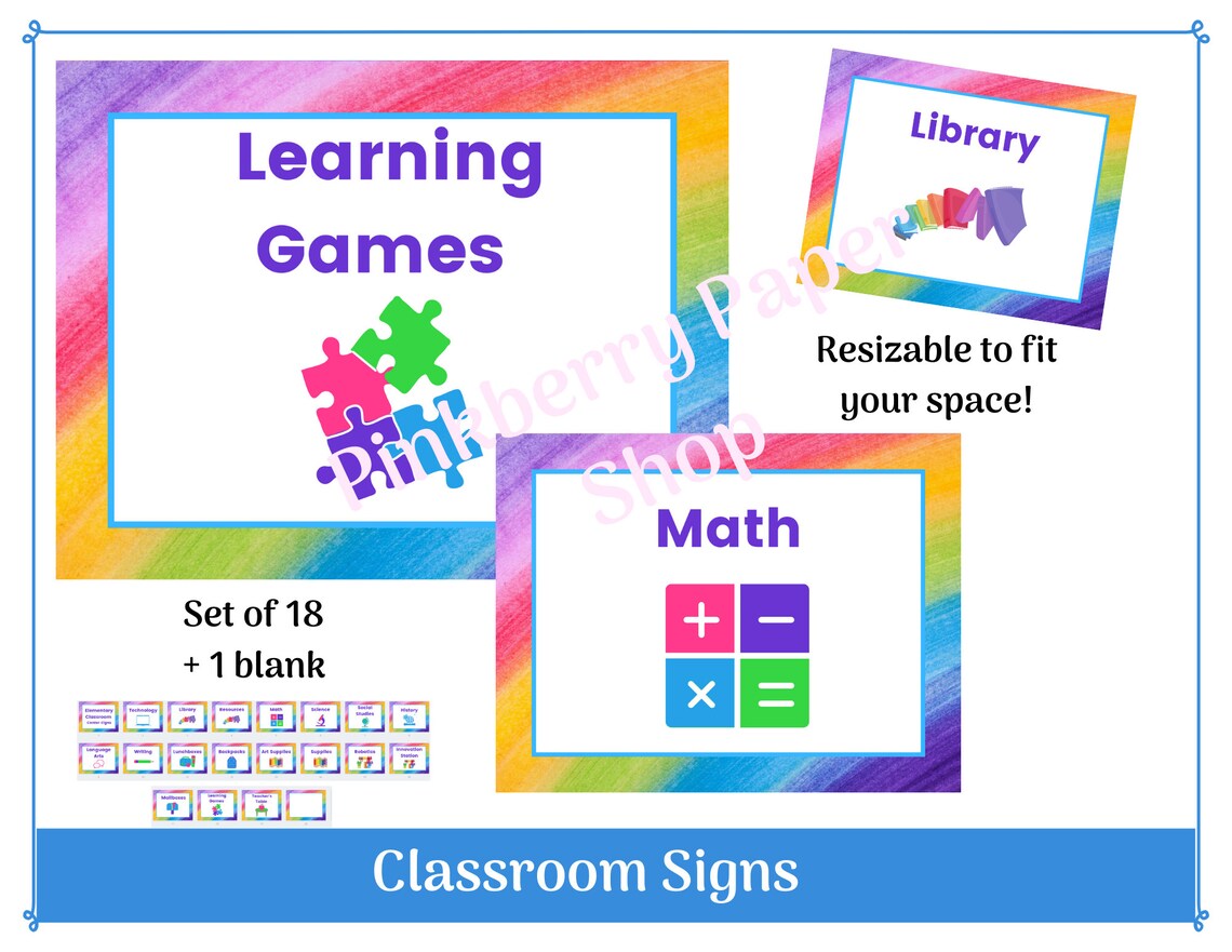 Rainbow Classroom Center Signs Elementary Classroom Center - Etsy