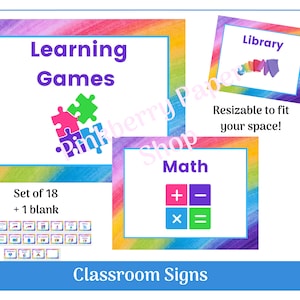 Rainbow Classroom Center Signs | Elementary Classroom Center Signs ...