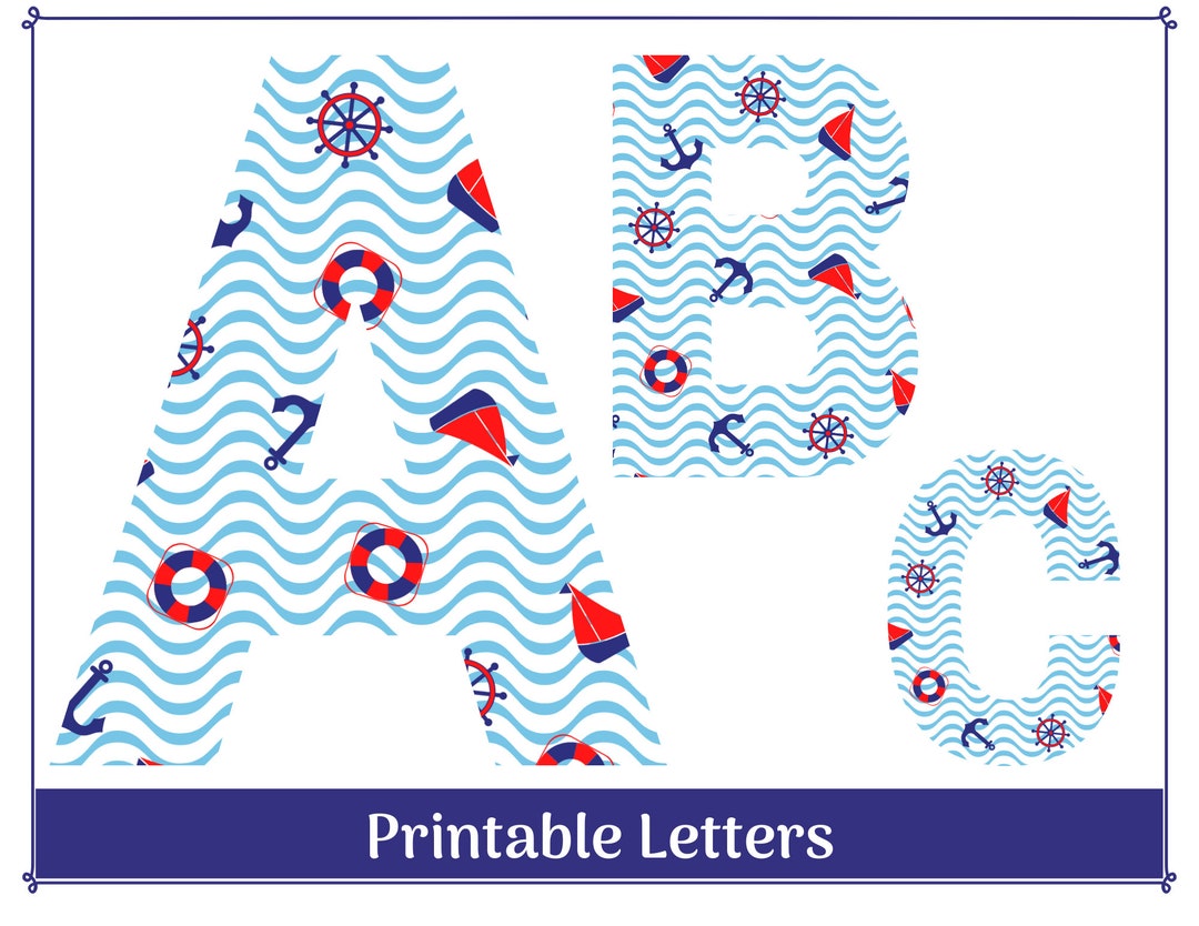 Nautical Alphabet Clip Art Letters A-Z, Numbers 0-9 Banner, Bulletin ...