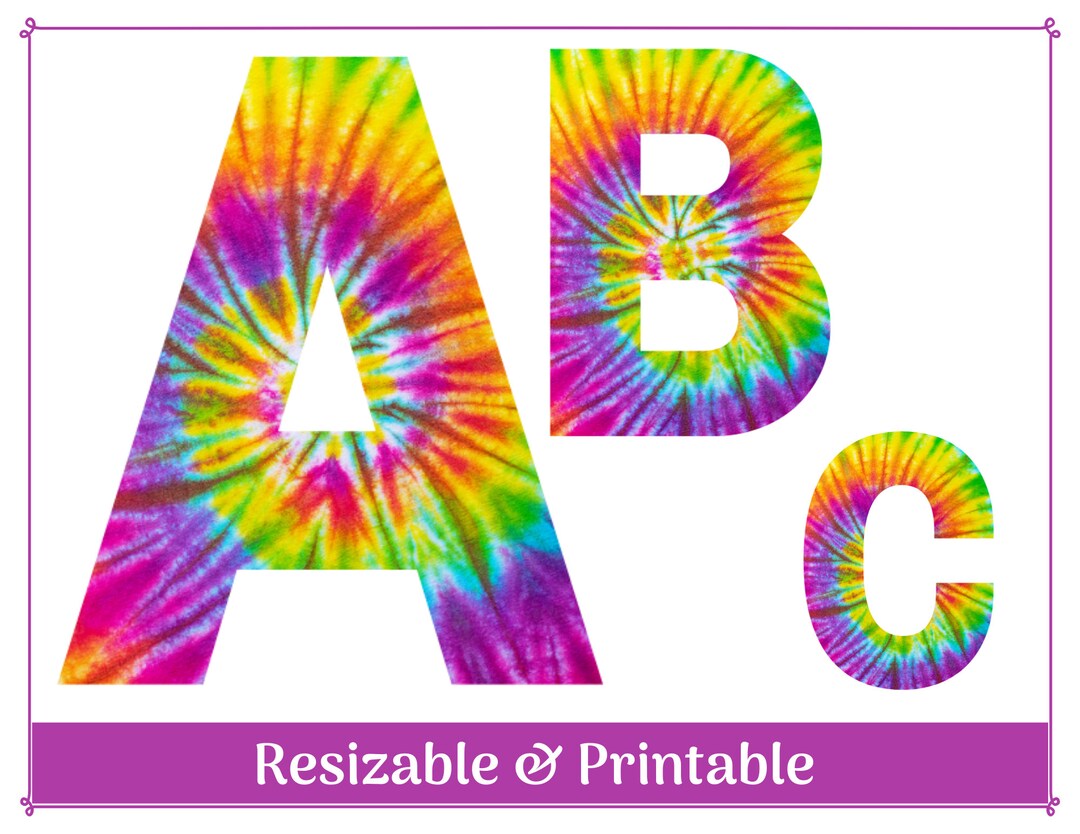 Tie Dye Alphabet Letters and Numbers 0-9 Clip Art Printable Tie Dye ...