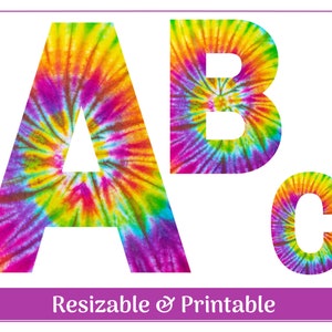 Tie Dye Alphabet Letters and Numbers 0-9 Clip Art | Printable Tie Dye ...