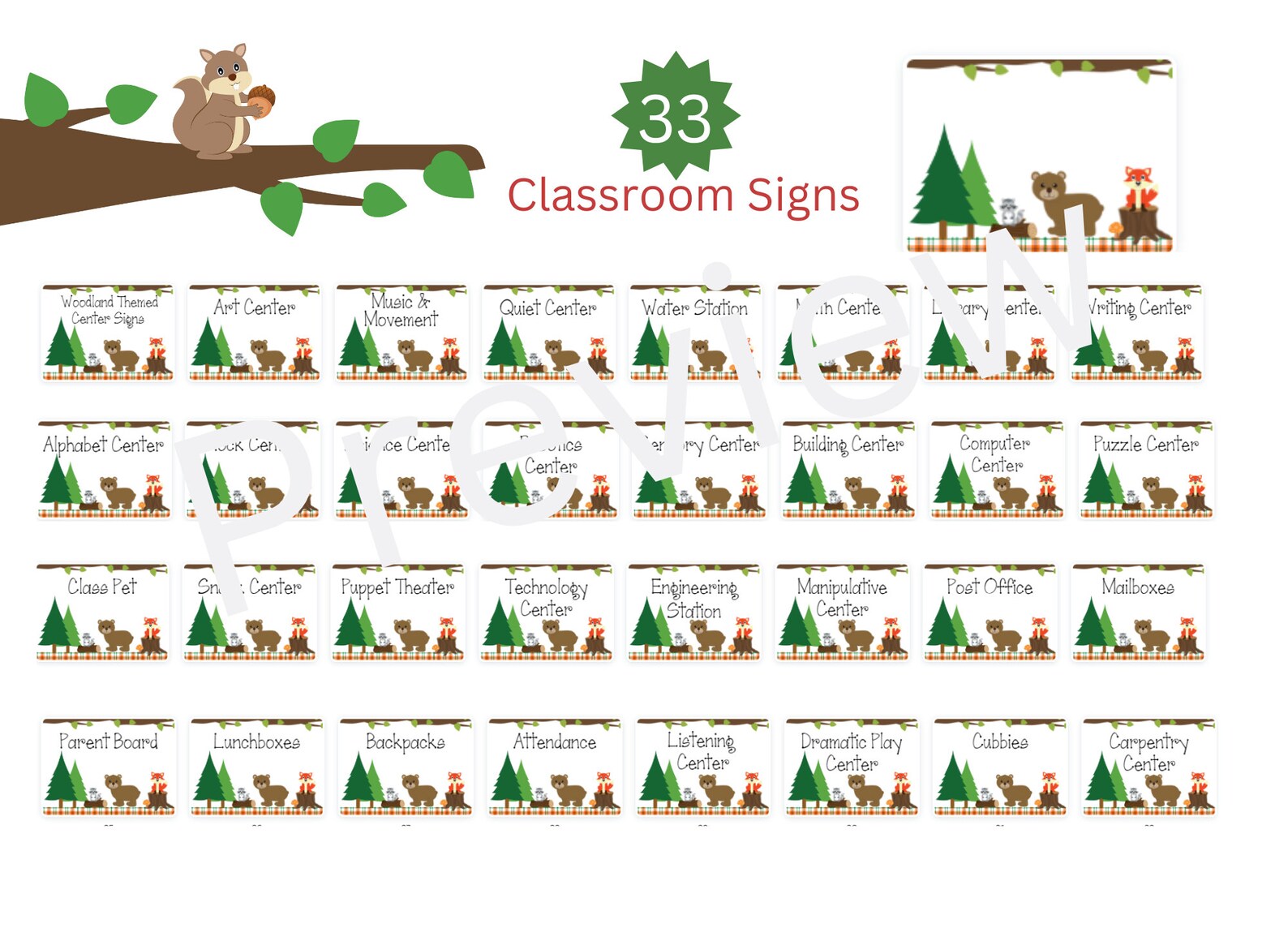 Woodland Themed Classroom Center Signs Set of 15 Signs - Etsy