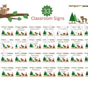Woodland Classroom Center Signs: Forest Animals, Set of 15 (PDF & PNG ...