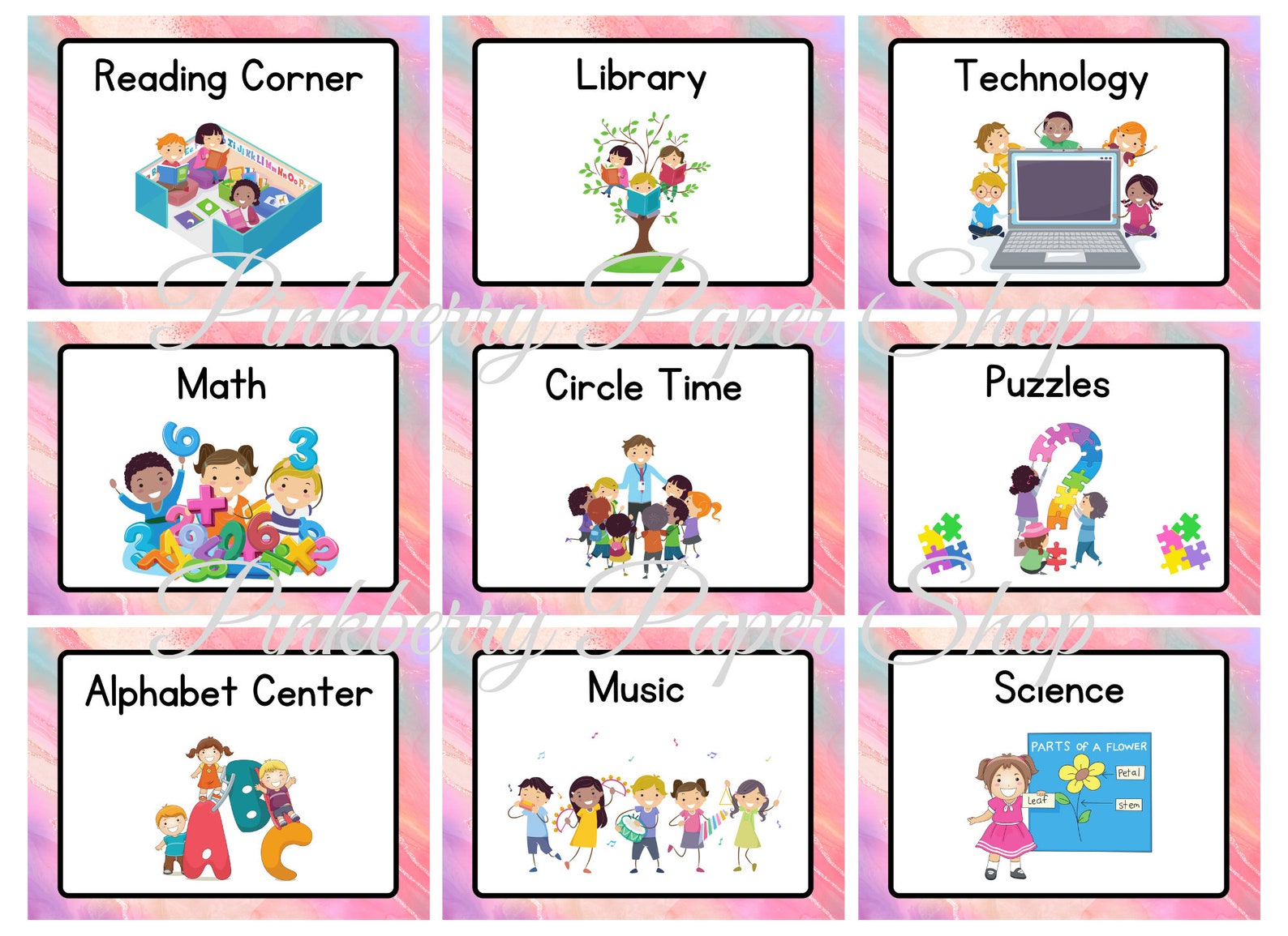 Watercolor Classroom Center Signs | Preschool Centers | Printable ...