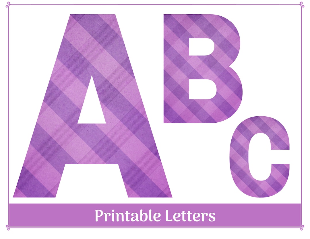 Purple Plaid Alphabet Letters A-Z, Numbers 0-9 | Bulletin Board Set ...