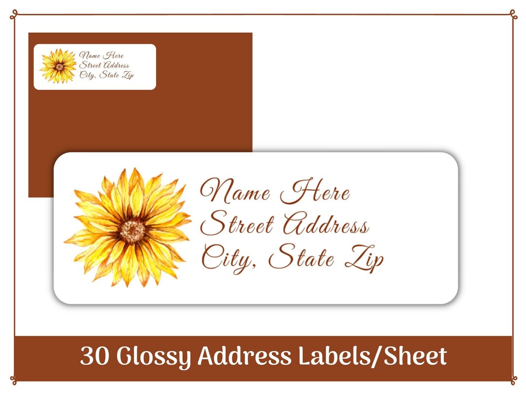 Sunflower Return Address Labels | Fall Address Labels | DIY Printable ...