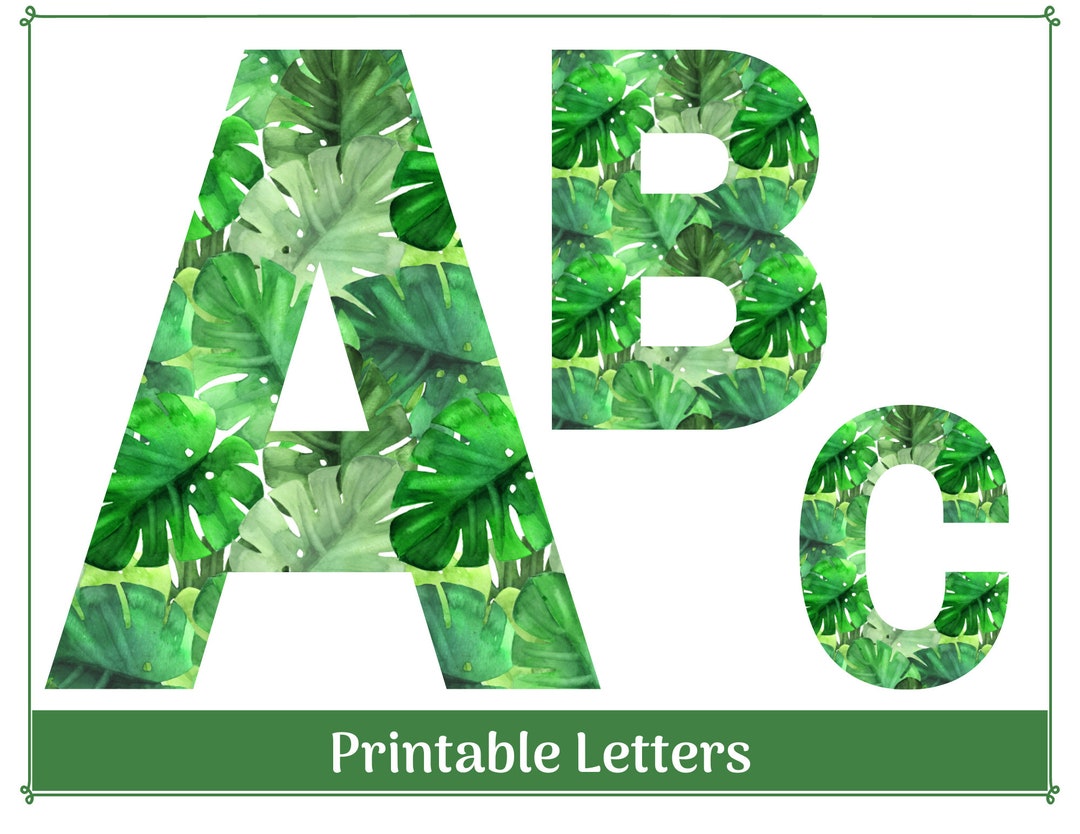 Tropical Leaves Alphabet Clip Art Letters A-Z | Numbers 0-9 | Printable ...