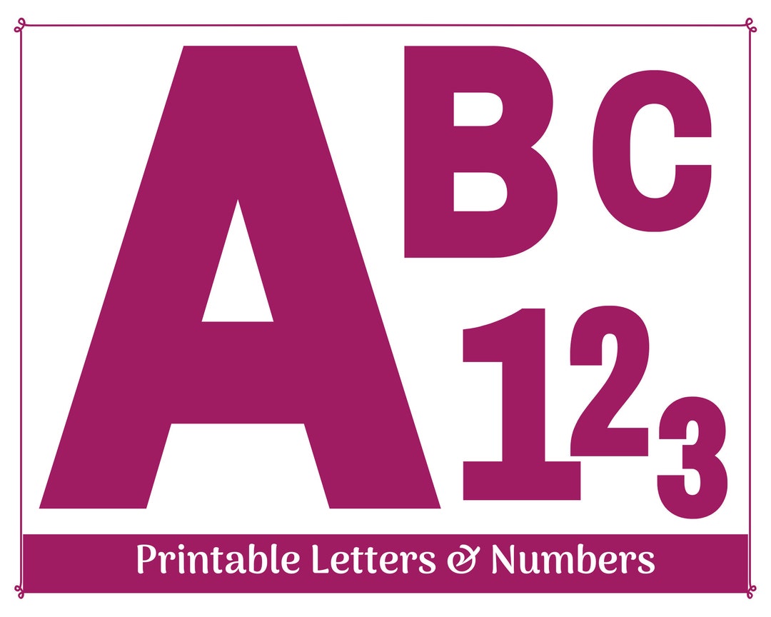 Maroon Pink Alphabet Letters A-Z, Numbers 0-9 | Banner Letters ...