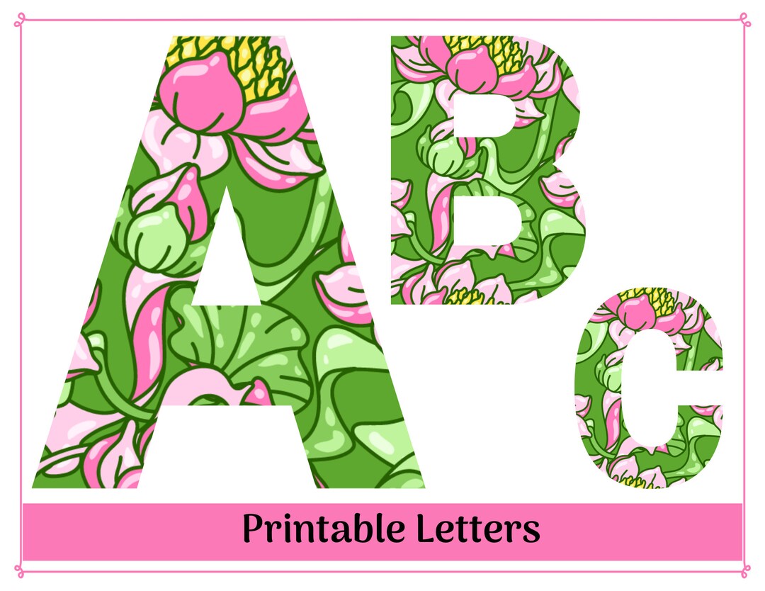 Lily Pad Alphabet & Number Clip Art: Printable Floral Letters (digital ...