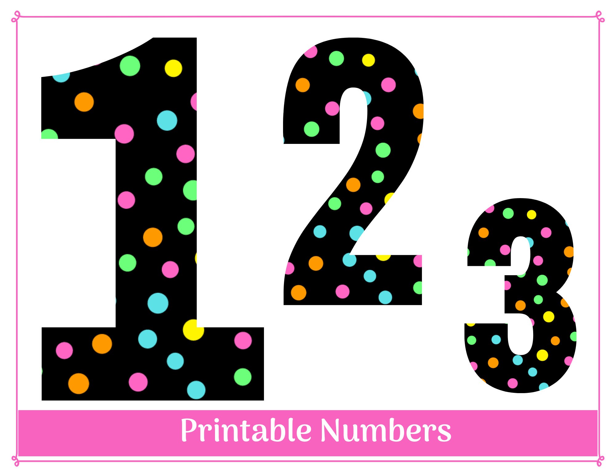 Black Neon Polka Dot Alphabet & Numbers: DIY Banner (digital Download ...