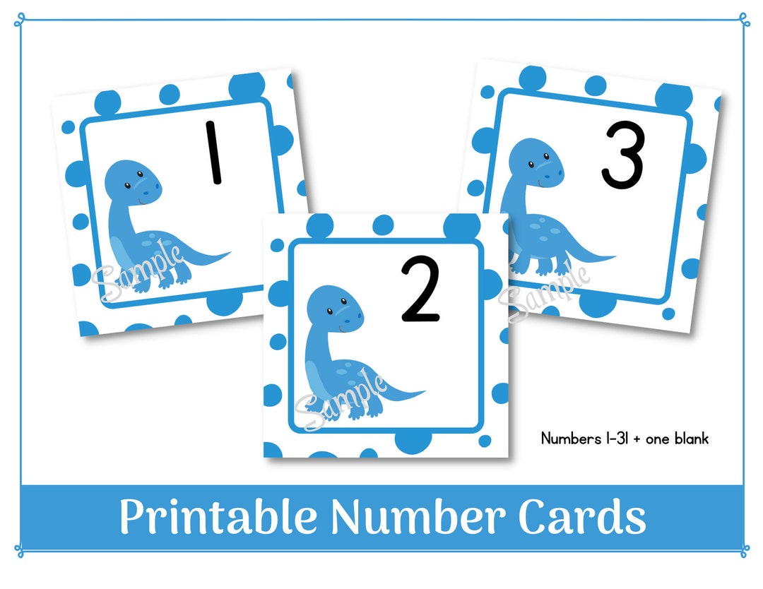 Dinosaur Themed Classroom Number Cards | Printable Numbers + Blank ...
