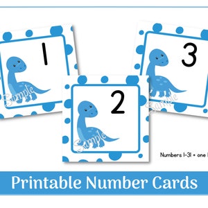 Dinosaur Themed Classroom Number Cards | Printable Numbers + Blank ...