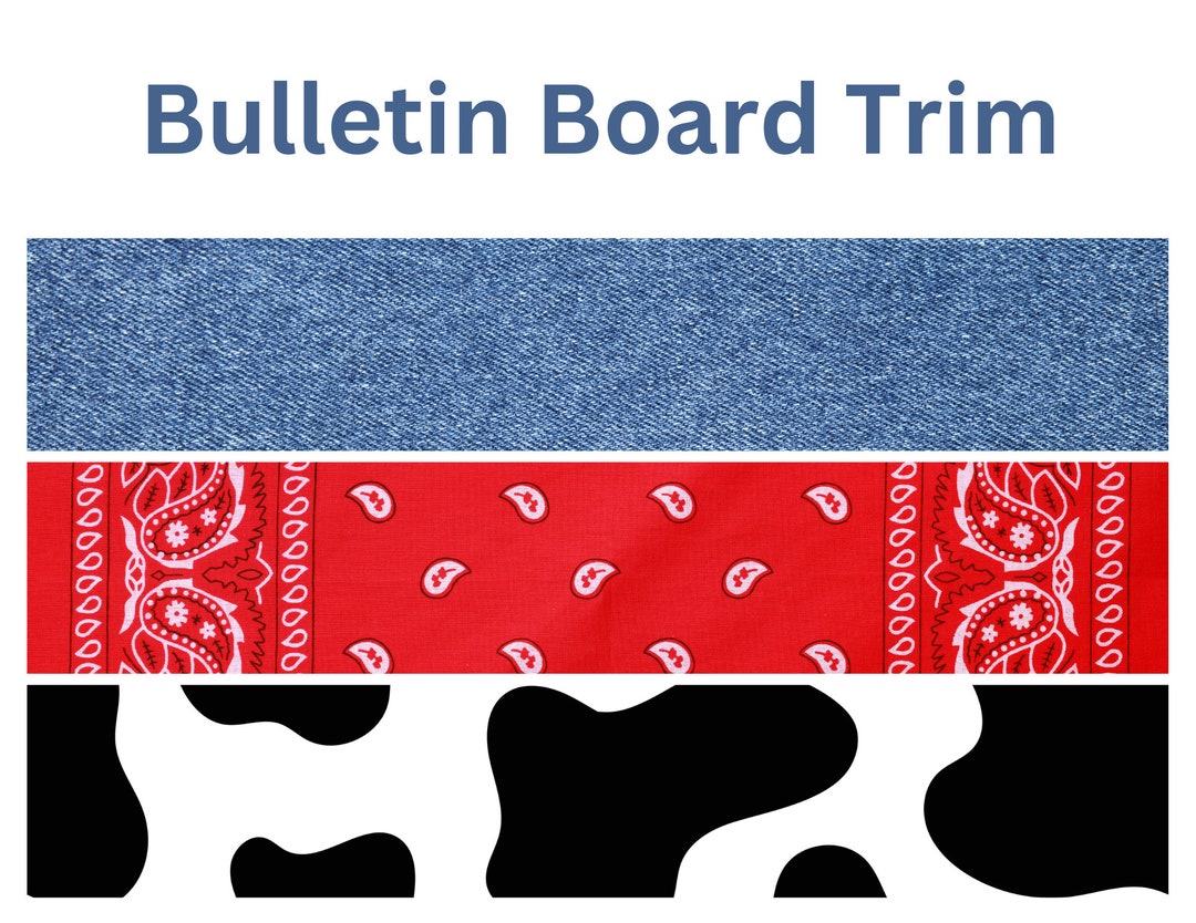 Farmhouse Bulletin Board Trim: Denim, Bandana, Cow Print (printable ...