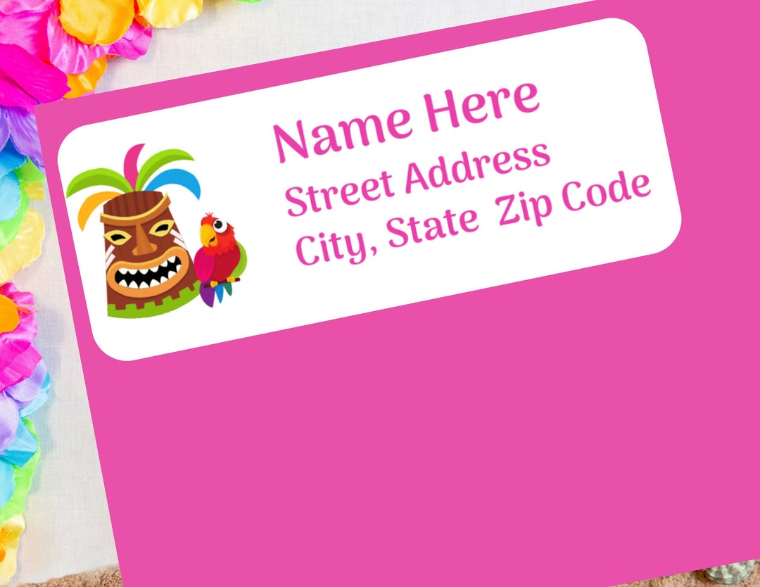 Tropical Tiki Address Labels: Hawaiian Luau Party (digital Download) - Etsy