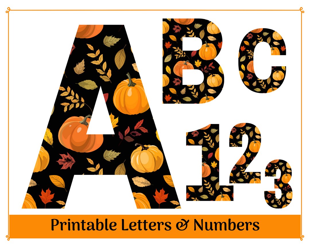 Fall Leaves Alphabet & Numbers Clip Art (instant Download) - Etsy