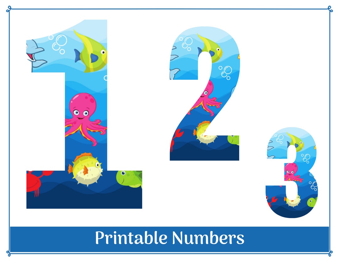 Cute Sea Life Clip Art Numbers Printable & Resizable Ocean - Etsy Australia