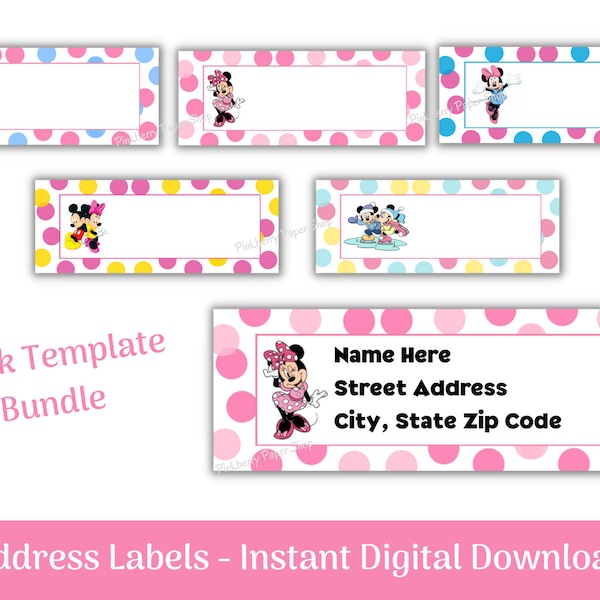 Label Template Minnie Mouse - Etsy