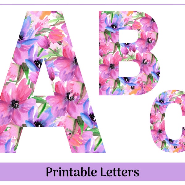 Purple Floral Alphabet - Etsy