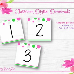 Classroom Number Set Calendar Numbers Printable Numbers - Etsy