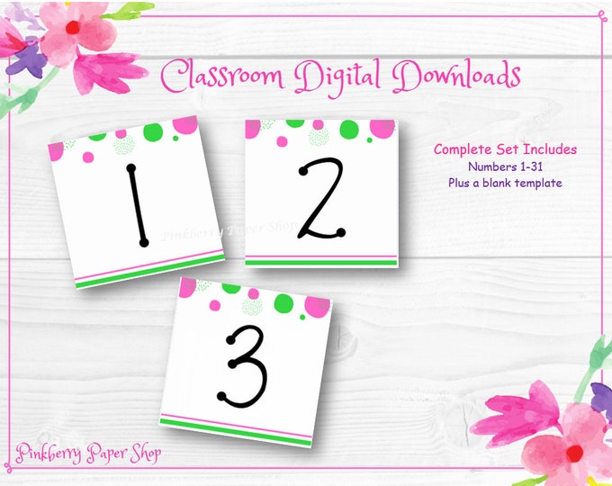 Printable Bright, Colorful Number Labels, Classroom Calendar Number ...