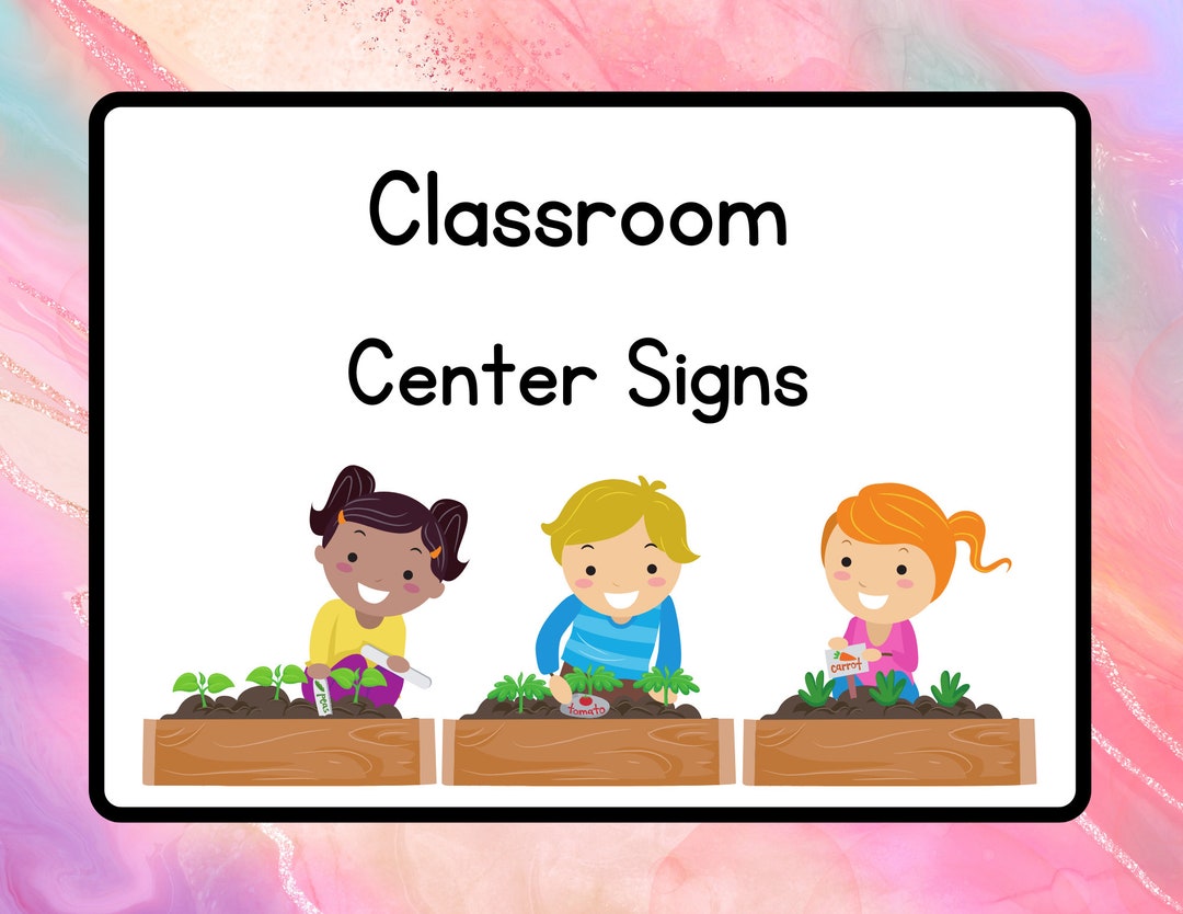 Watercolor Classroom Center Signs Preschool Centers Printable ...
