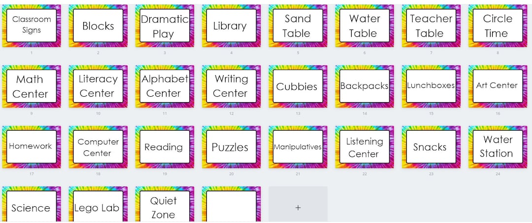 Tie Dye Classroom Center Signs | Printable Classroom Labels - Etsy