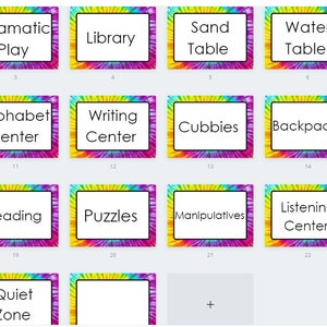 Tie Dye Classroom Center Signs | Printable Classroom Labels - Etsy