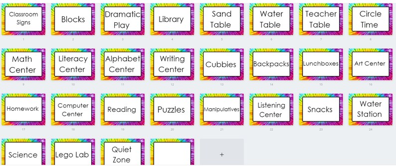 Tie Dye Classroom Center Signs Printable Classroom Labels | Etsy