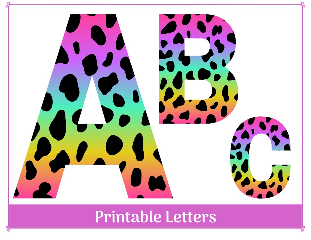 Rainbow Leopard Alphabet Letters A-Z, Numbers 0-9 | Banner, Bulletin ...