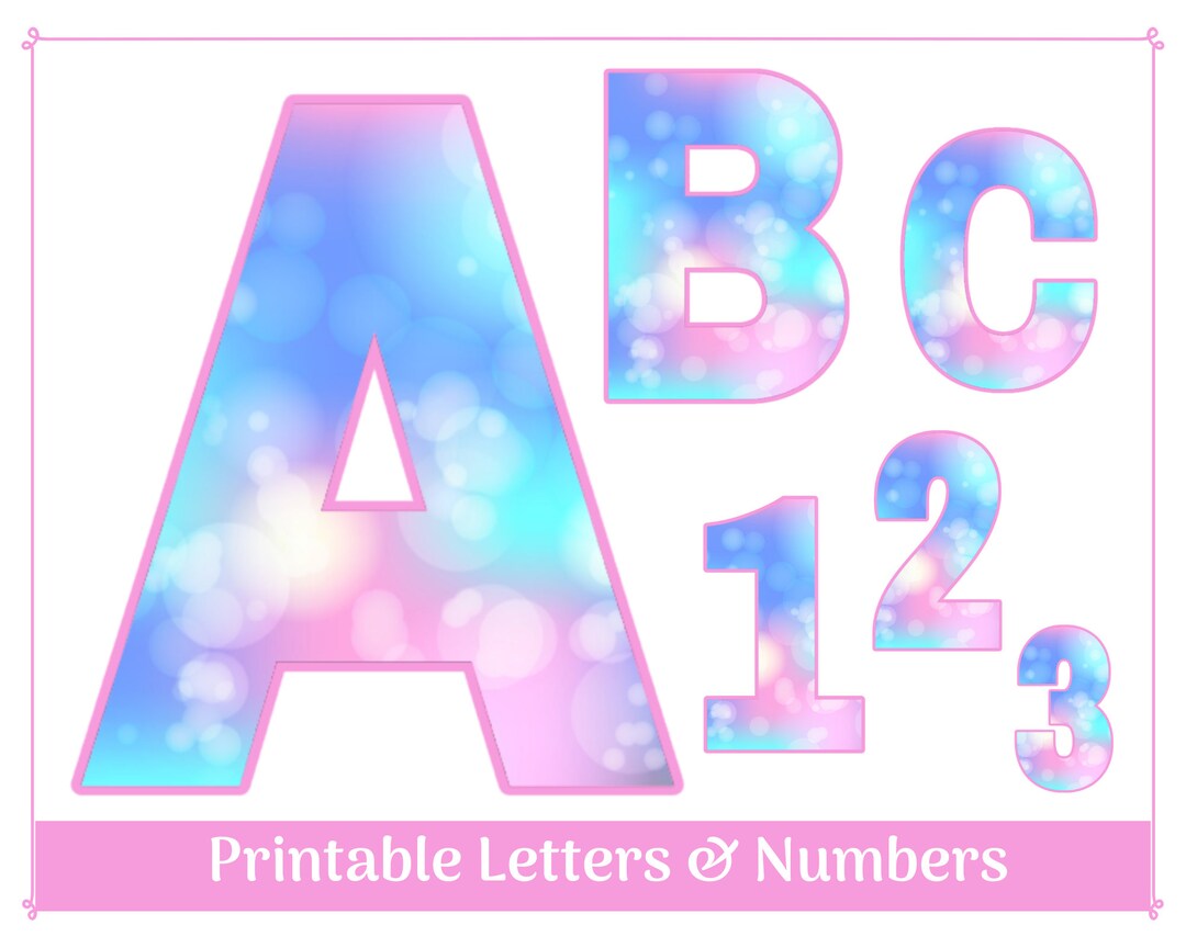 Pastel Bubbles, Pastel Ocean Alphabet Letters A-Z, Numbers 0-9 ...