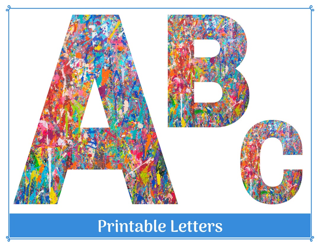 Paint Splatter Digital Alphabet Clip Art Printable & - Etsy