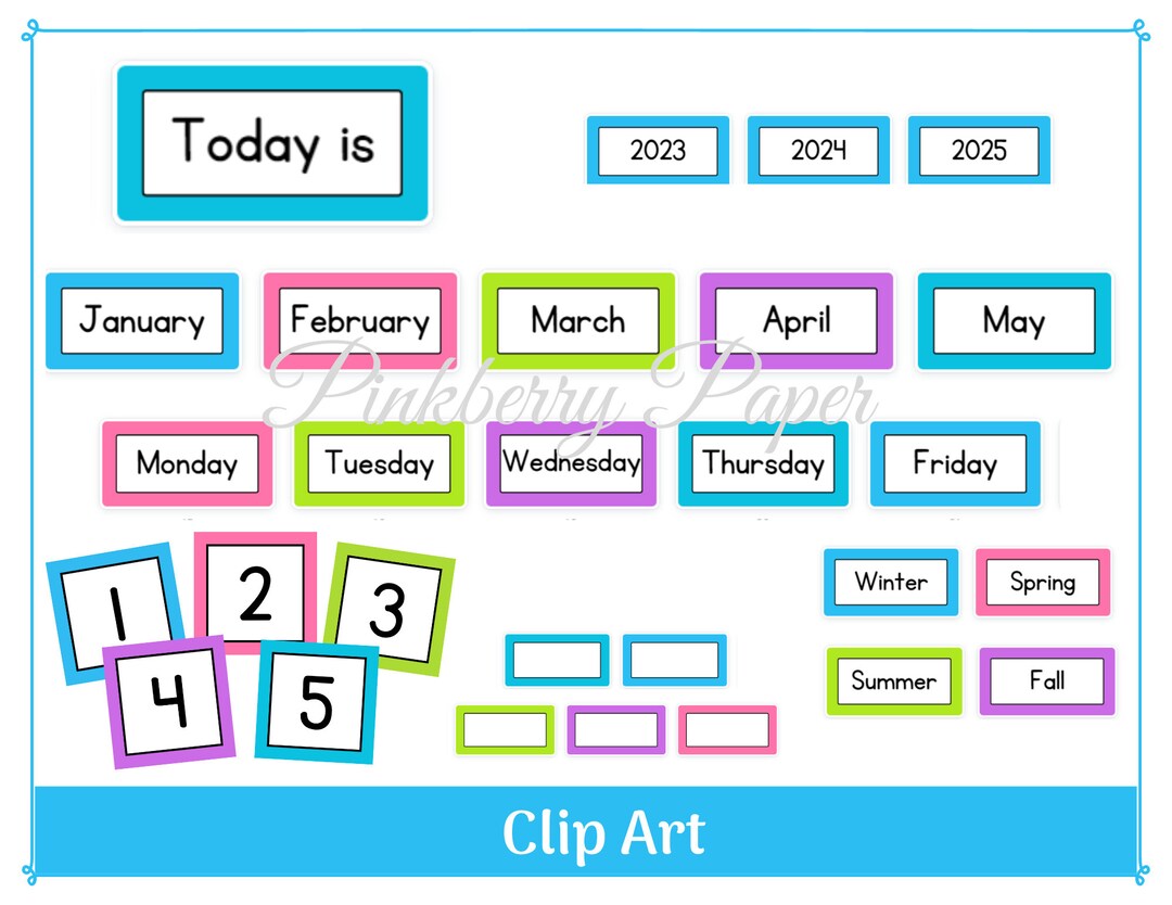 Bright Color Pop Classroom Calendar Set | Monthly Headers, Days of Week ...