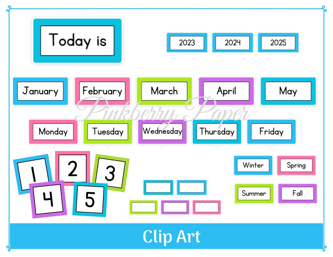 Bright Color Pop Classroom Calendar Set: Printable Headers (digital ...