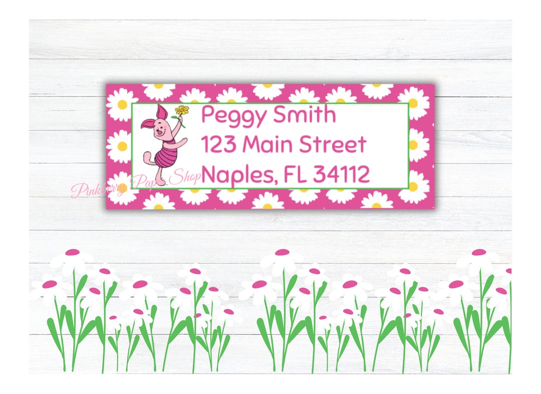 Piglet Address Labels: Pink Daisy Template (digital Download) - Etsy