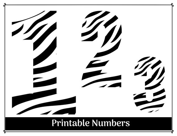 Zebra Print Numbers Clipart