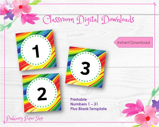 Number Labels, Classroom Calendar Numbers, Printable Number Labels ...