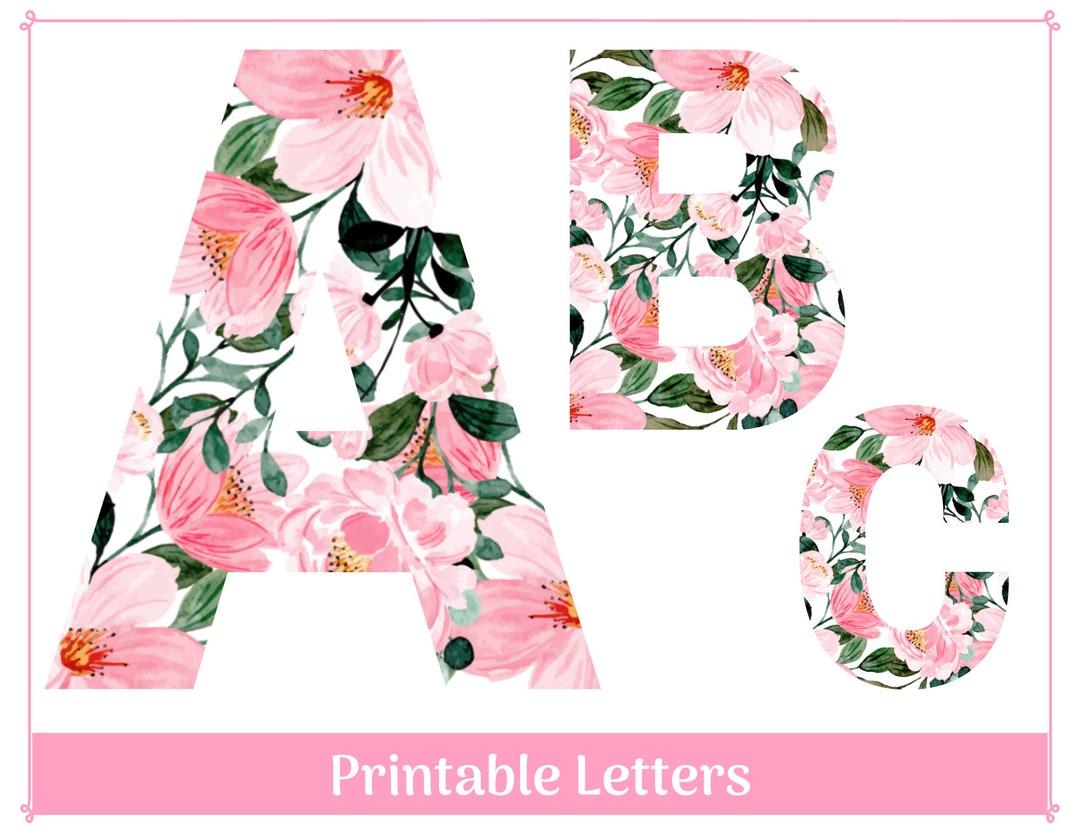 Pink Floral Alphabet & Numbers: Printable Clip Art (digital Download ...
