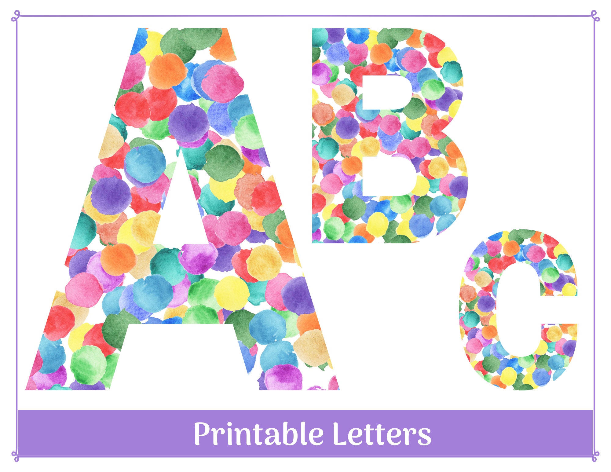 Painted Dots Alphabet & Numbers: Printable Clip Art (digital Download ...