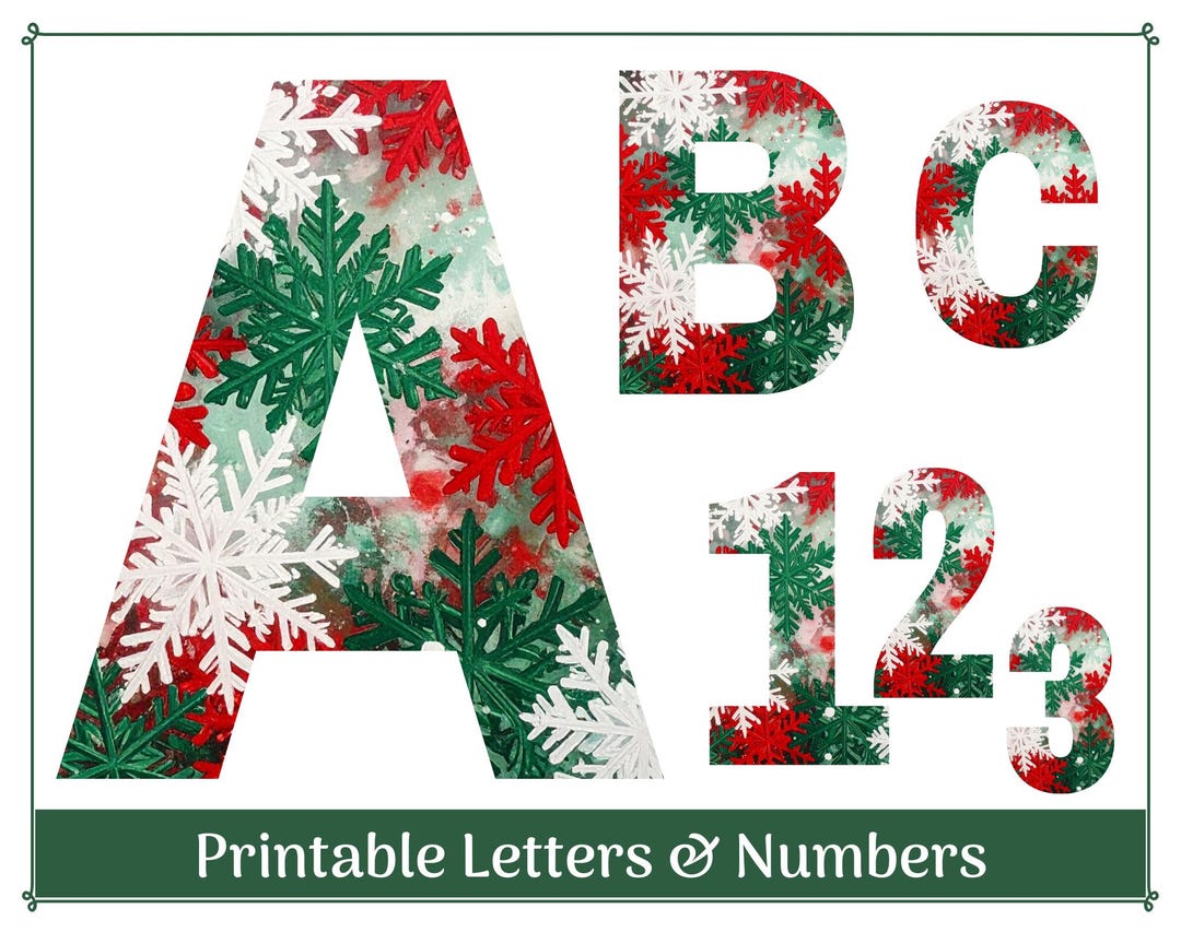 Holiday Snowflake Alphabet Clip Art: Printable Letters & Numbers ...
